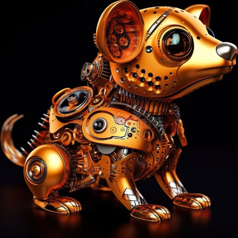 A Golden Dog with Gears on Its Back. Generative AI Image. Stock ...