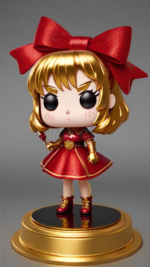 Golden Doll with Red Ribbon Illustration Artificial Intelligence ...