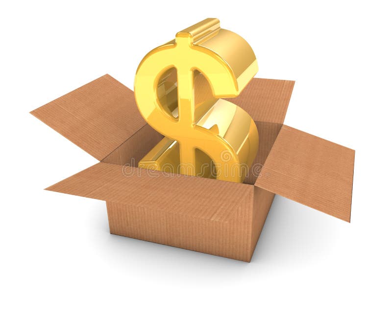 Golden Dollar in Box stock illustration. Illustration of transport ...