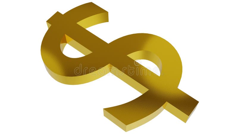 Dollar 3d Render Golden Symbol Design. World Currency Sign on Pedestal ...