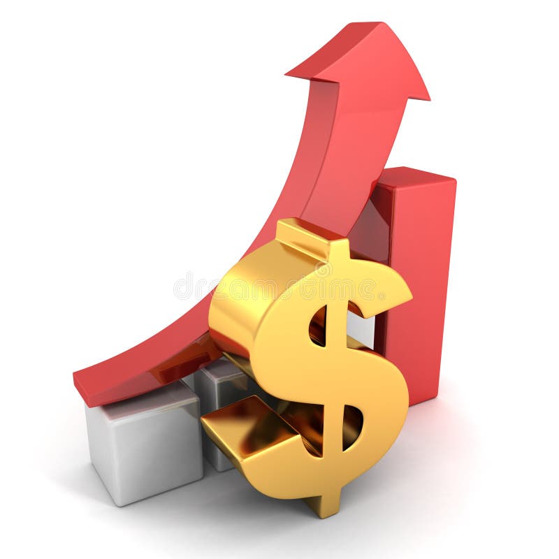 Golden Dollar Financial Success Bar Chart Graph Red Arrow Stock ...