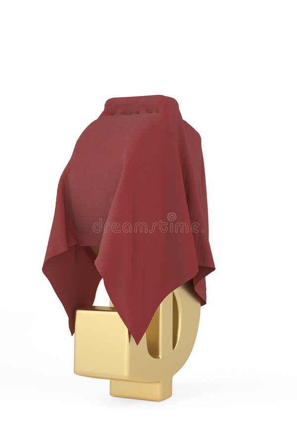 Golden Dollar Sign Covered with Red Cloth. Money in Present and Gift ...