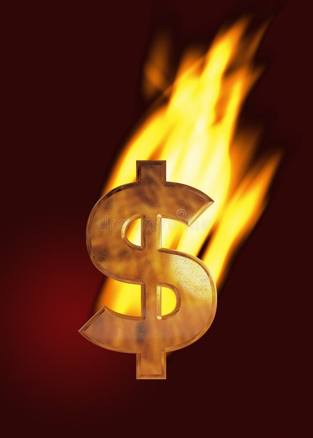 Golden Dollar Sign Surrounded Flames Stock Illustrations – 1 Golden ...