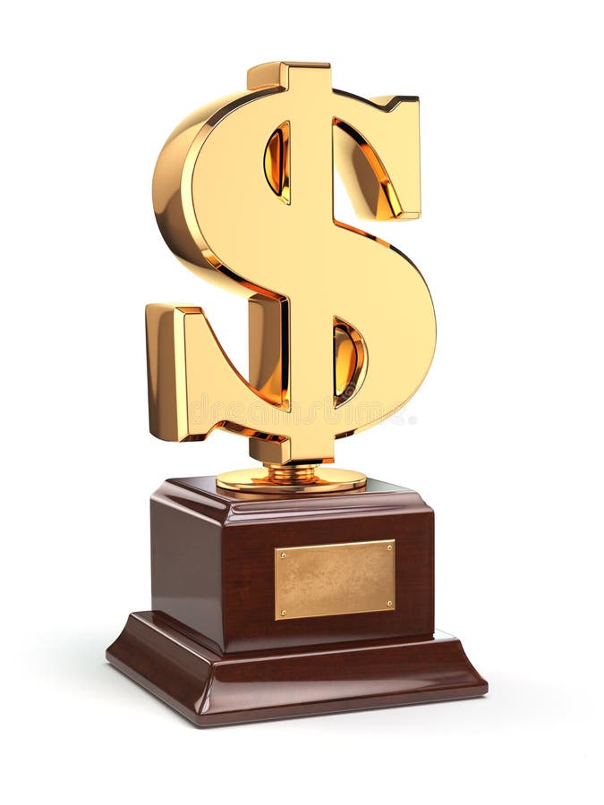 Golden Dollar Sign Trophy Isolated on White. Stock Illustration ...
