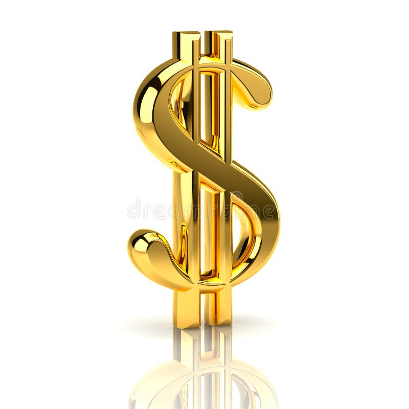 Golden Dollar Sign on White Stock Illustration - Illustration of ...