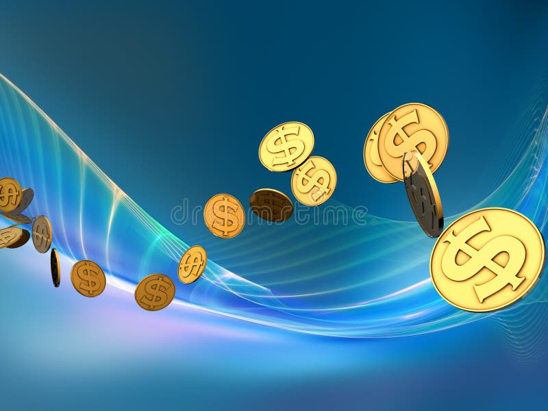 Golden Dollar Wave stock illustration. Illustration of loan - 21829806
