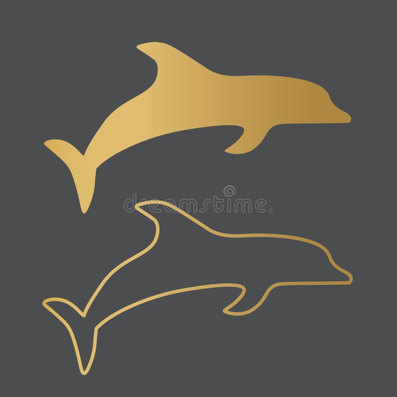 Golden dolphin icon stock vector. Illustration of cartoon - 174442823