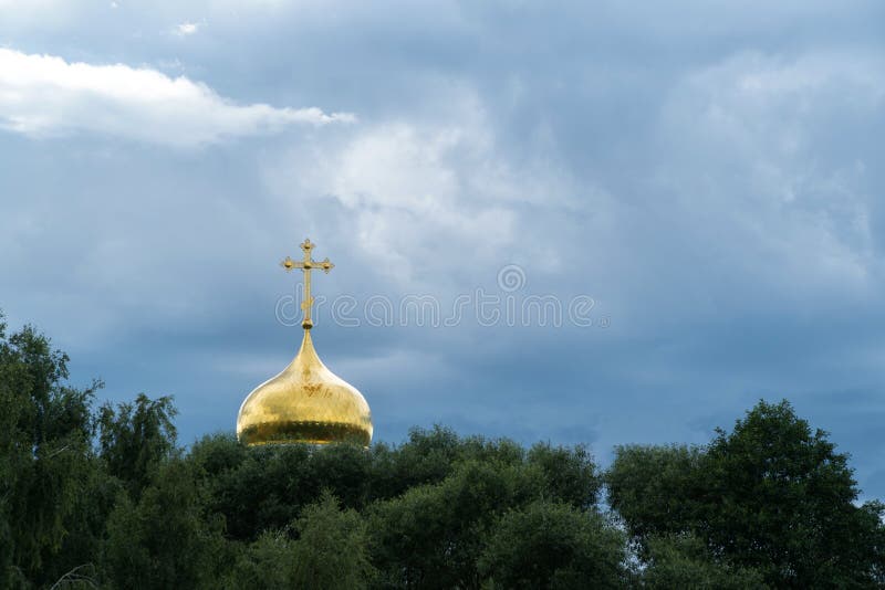 Golden Dome of a Church on a Cloud Background Stock Photo - Image of ...