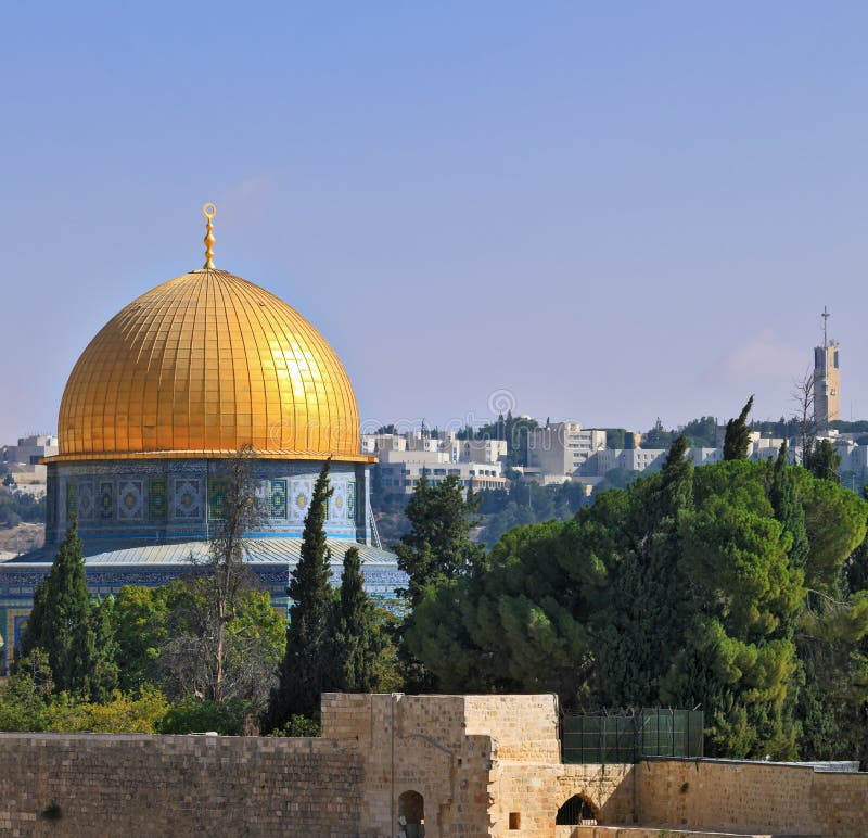 The Golden Dome of the Mosque of Omar Stock Photo - Image of tourism ...