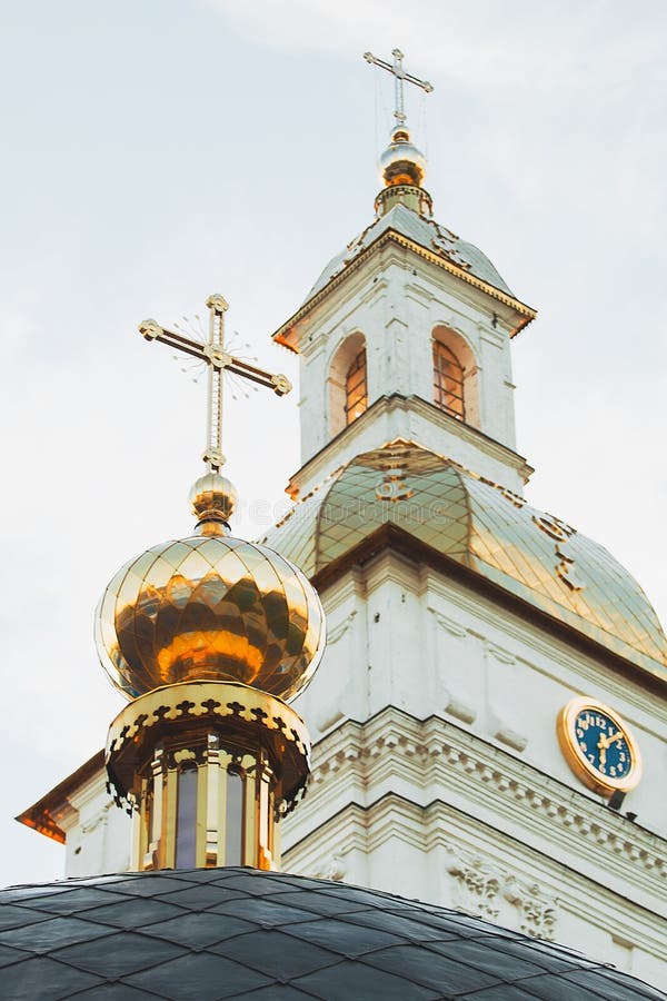 Golden Dome of the Temple Against the Sky Stock Photo - Image of ...