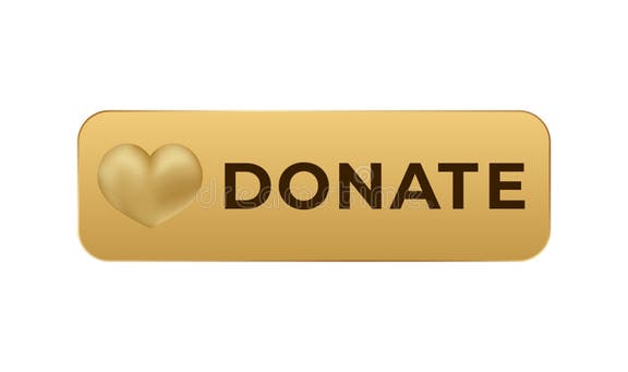 Golden Donate Button with Heart Symbol on Rectangular Shape for Online ...