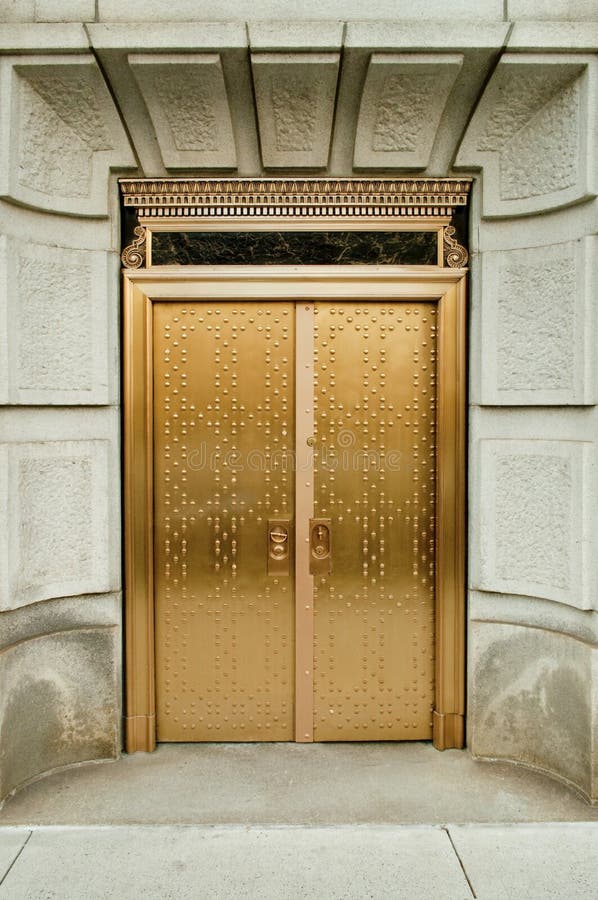 Golden doors stock image. Image of metallic, security - 23142095