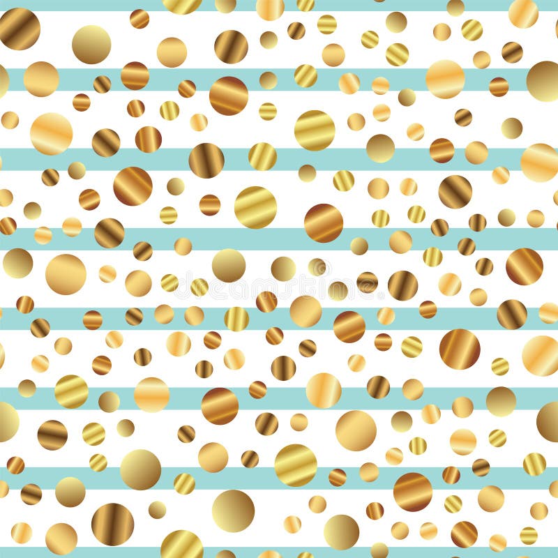 Golden Dots Pattern on Blue Striped Background. Stock Vector ...