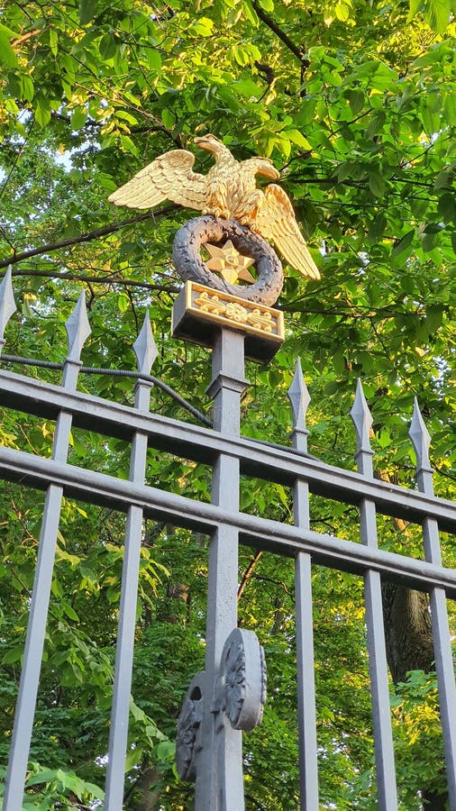 Golden Double-headed Eagle As a Decorative Element of a Cast-iron Fence ...