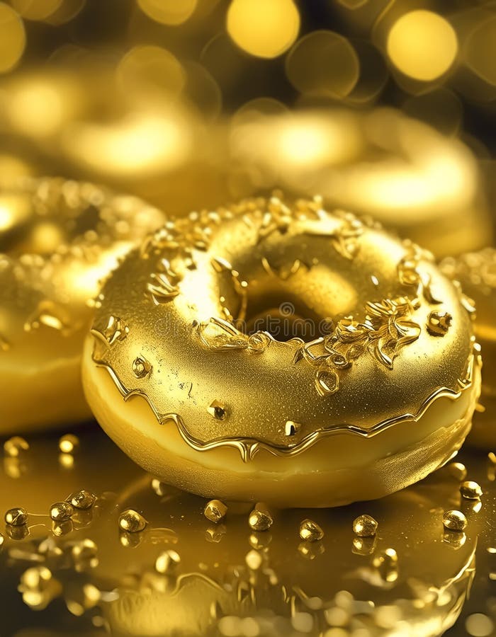 Golden doughnuts stock illustration. Illustration of toppings - 333686179