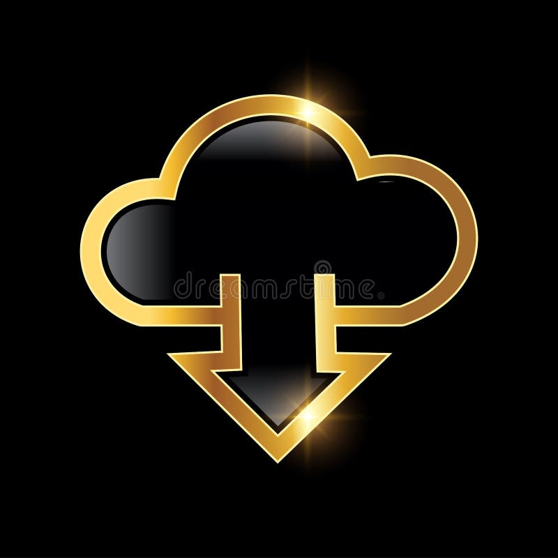 Golden Download Cloud Vector Icon Stock Vector - Illustration of flat ...