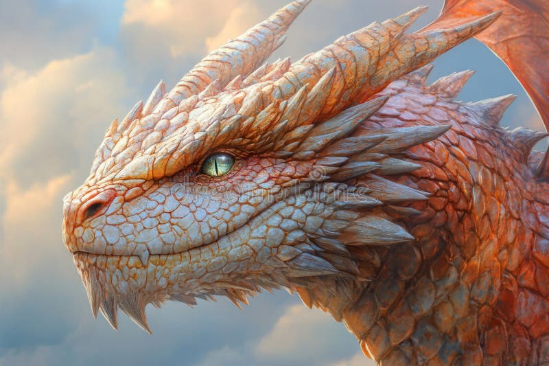 Golden Dragon Flying through a Cloudy Sky at Sunset Stock Photo - Image ...