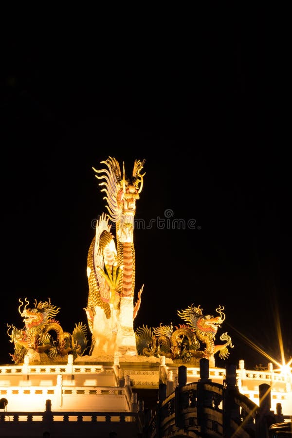 Golden dragon with lights. stock photo. Image of animal - 98828792