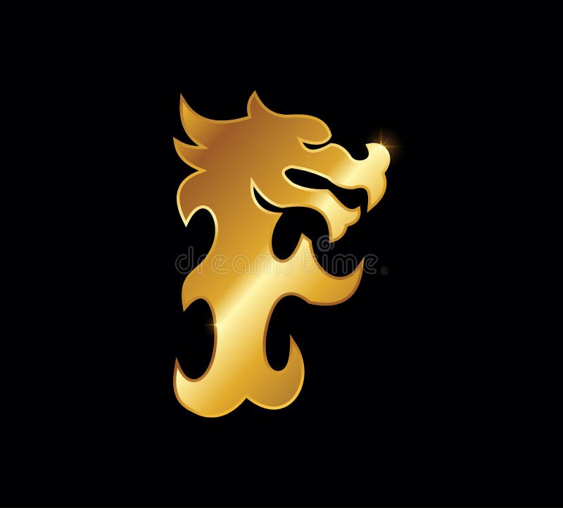 Golden Dragon Monogram Letter F Stock Vector - Illustration of design ...