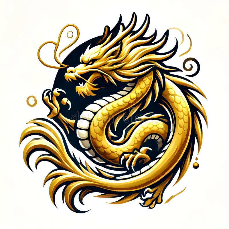 Golden Dragon s Majesty stock illustration. Illustration of fantasy ...