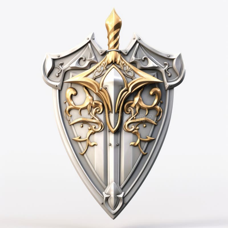 Golden Dragon Shield 3d Scan Render with Knightcore Design Stock ...