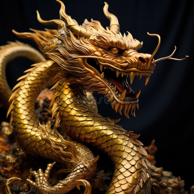 Golden Dragon Statue or the Serpent King Stock Illustration ...