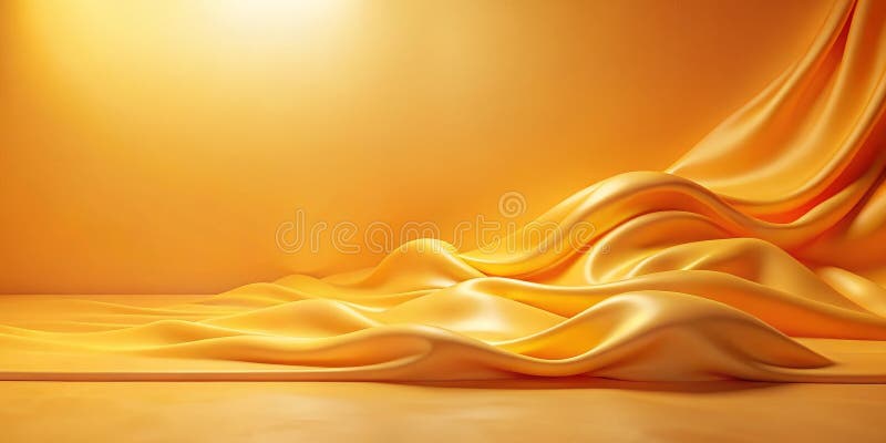 Golden Draped Fabric Forming Abstract Waves on a Matching Surface ...