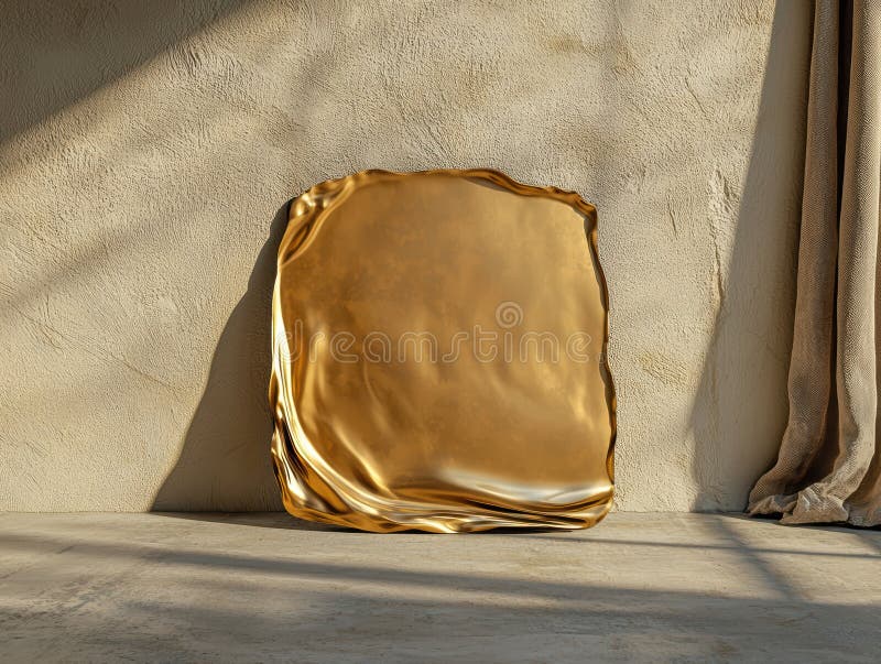 Golden Draped Frame Against Textured Wall Stock Illustration ...