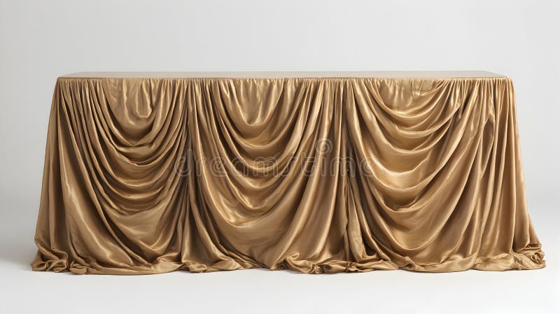 Golden Draped Table Isolated on White Background Showcasing Texture and ...