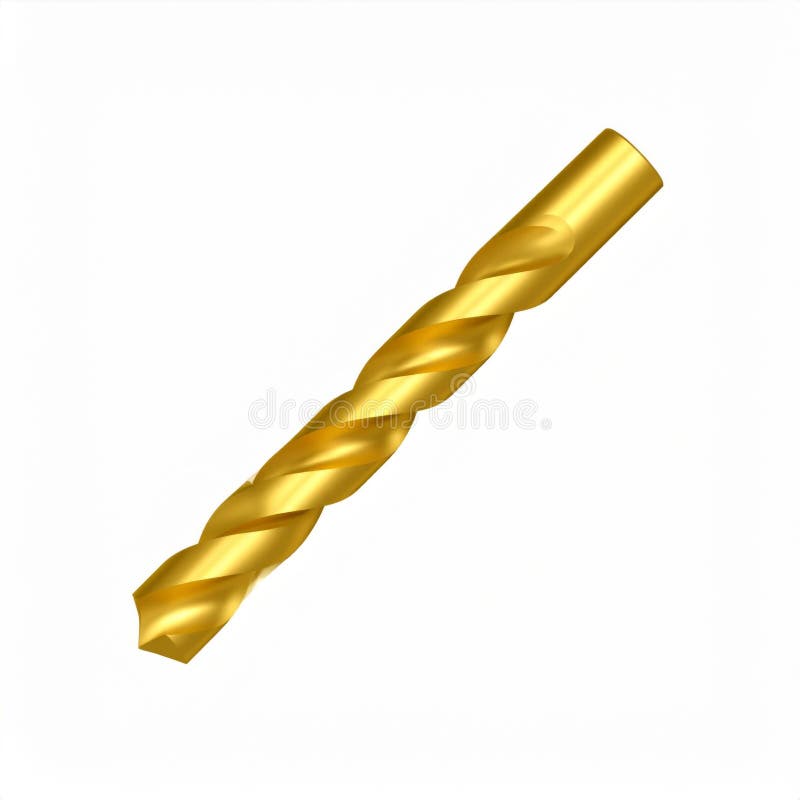 Golden Drill Bit Tool on a Clean White Background for Construction and ...