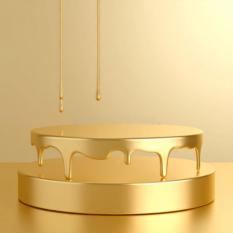 Golden Dripping Podium on Gold Background Stock Illustration ...