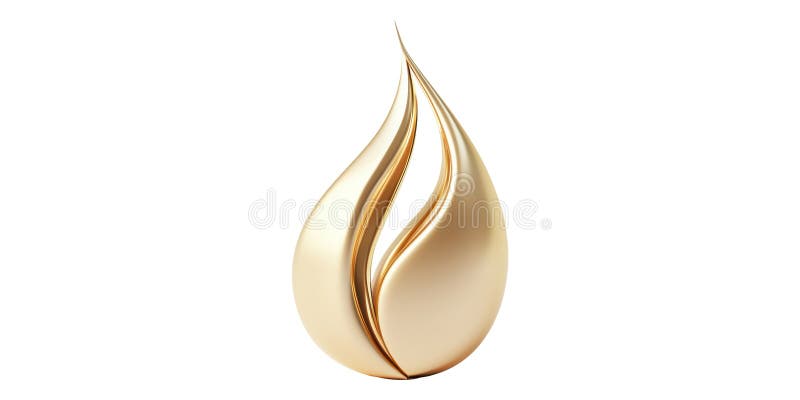 Golden Drop Icon with Smooth Curves Isolated on Transparent Background ...