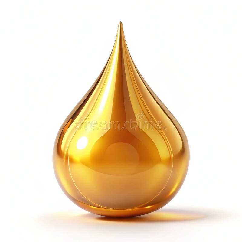 A Golden Drop of Liquid Isolated on a White Background Stock ...