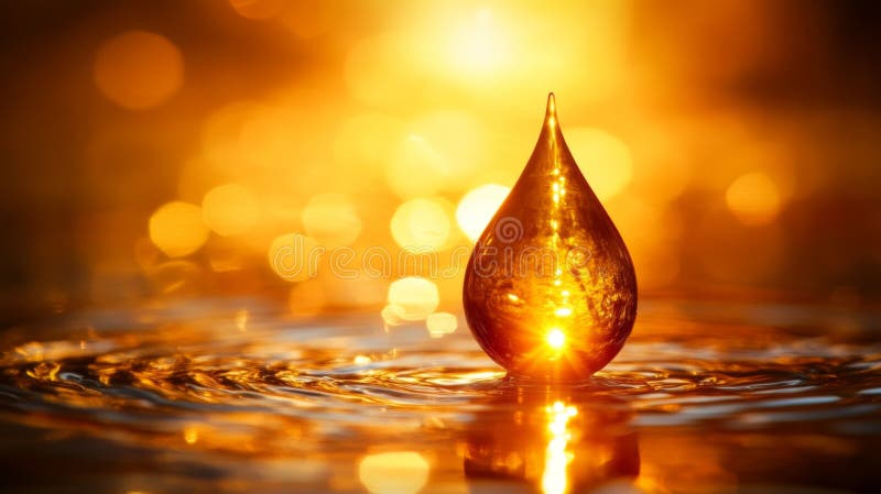 Golden Drop Liquid Reflecting Sunset Light Stock Photos - Free ...