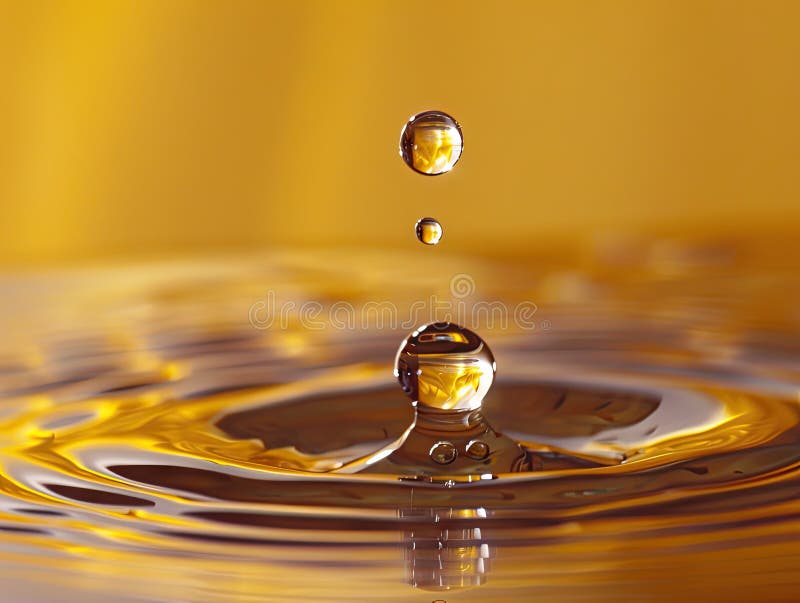 Golden Droplets Creating Ripples in Serene Water Stock Illustration ...