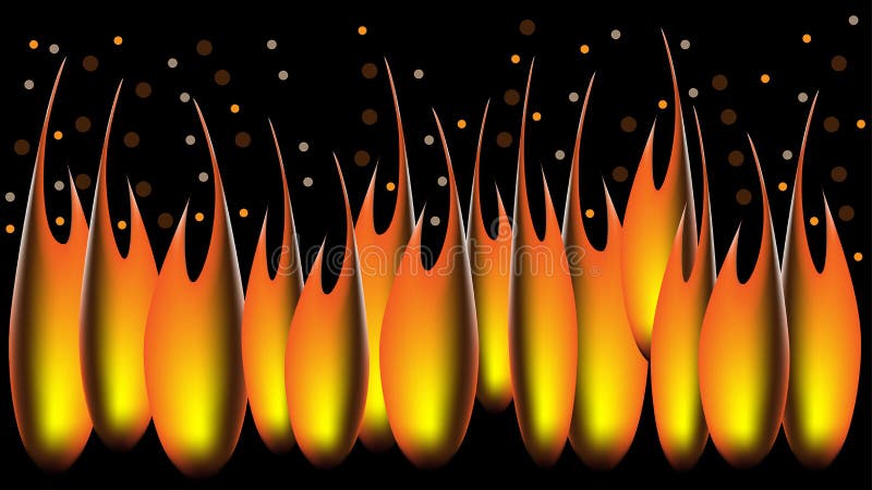 Golden Drops of Fire Falling from the Night Sky. Flames Flying Up into ...