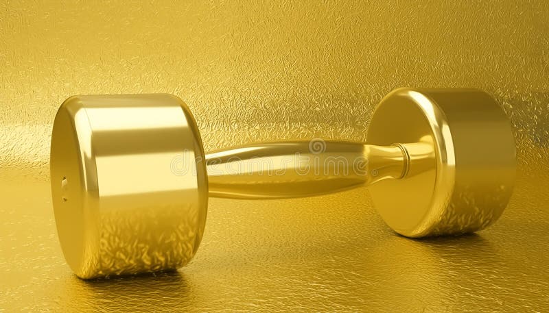 Golden dumbbell stock illustration. Illustration of sports - 327409307