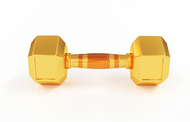 Golden Dumbbell Isolated on White Background Stock Illustration ...