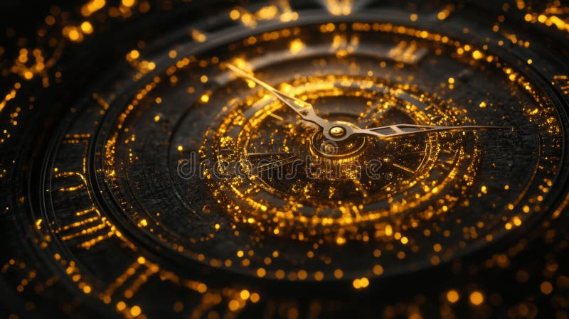 Golden Dust Envelops Antique Clock Face Stock Image - Image of luxury ...