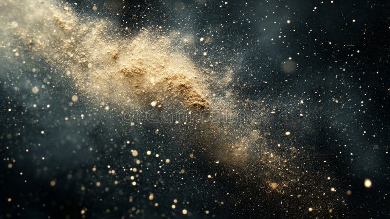 Golden Dust Exploding Across Dark Background Stock Illustration ...