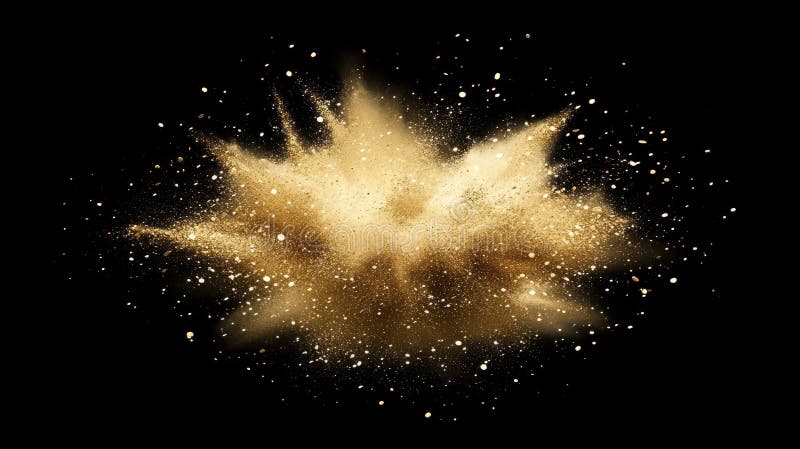 Golden Dust Explosion a Burst of Shimmering Particles Against Black ...