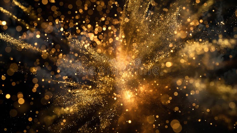 Golden Dust Explosion on a Dark Background Stock Photo - Image of ...