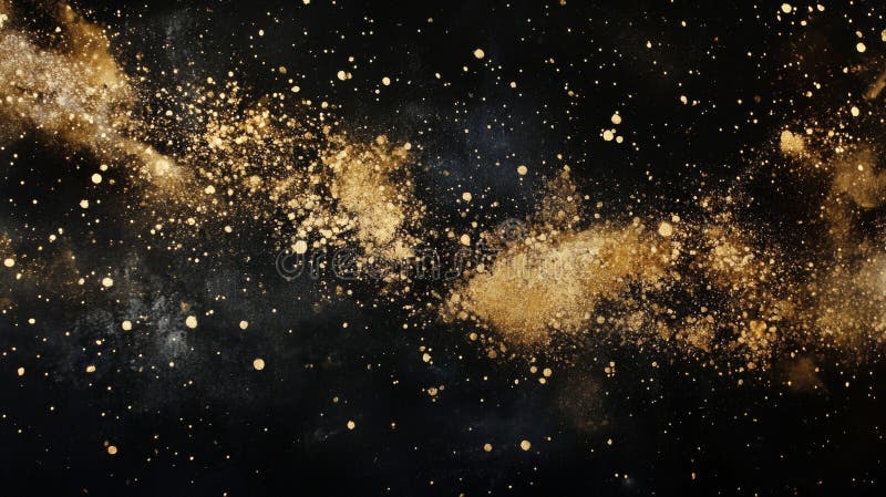 Golden Dust and Particles in Dark Space Galaxy Stock Illustration ...
