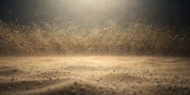 Golden Dust Particles Falling Onto a Sandy Surface Creating a Dramatic ...