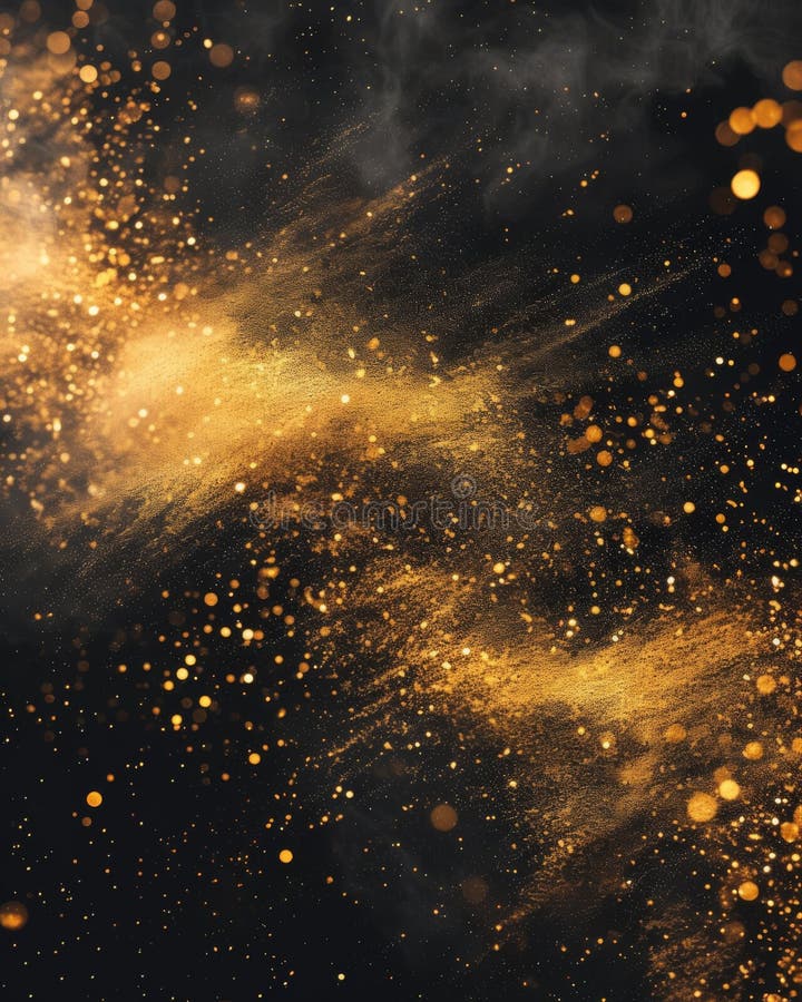 Golden Dust and Smoke on a Black Background Stock Image - Image of ...