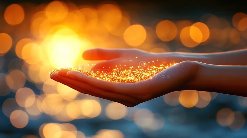 Golden Dust Sunset Hands Hope Stock Illustration - Illustration of ...