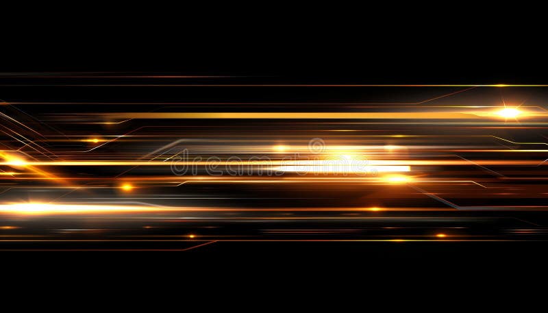 Golden Dynamic Racing Light Trails, Streaks Background with Hi Tech ...