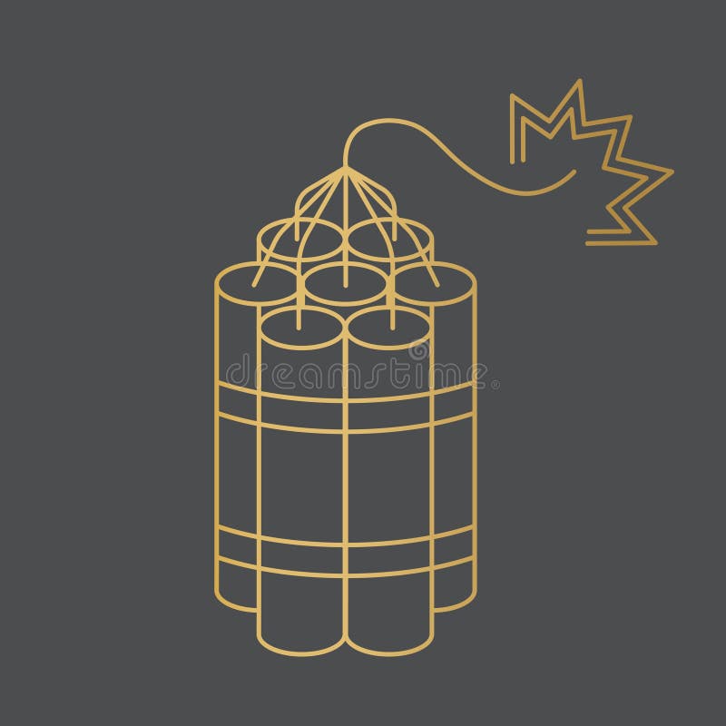 Golden dynamite bomb icon stock vector. Illustration of burst - 185180547