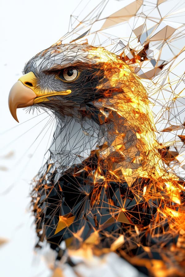 Golden Eagle Depicted in a Striking Digital Polygonal Art Style Stock ...