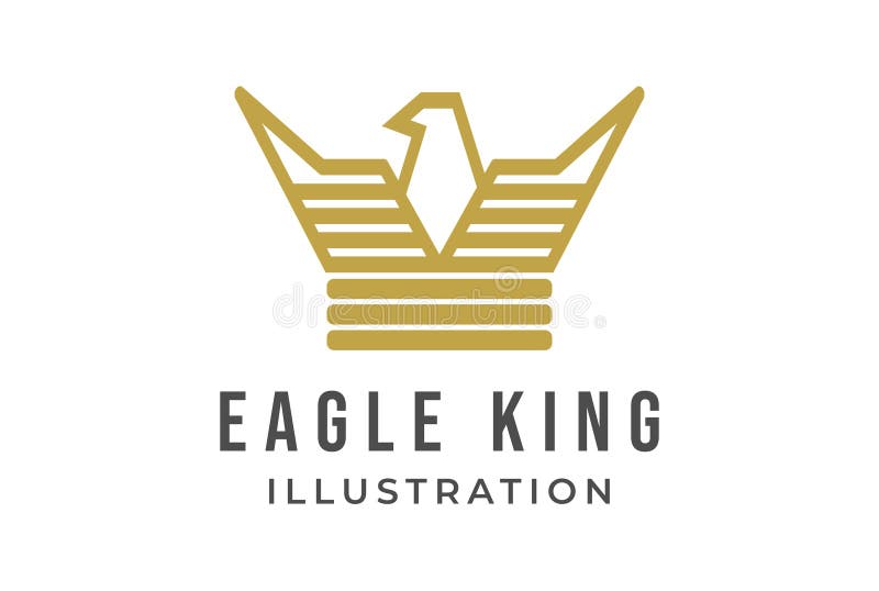 Golden Eagle Falcon Hawk King Crown Icon Illustration Vector Stock ...